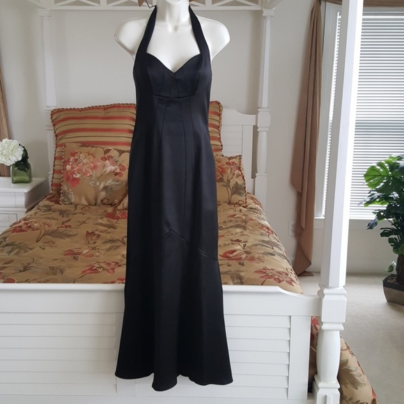 David Meister | Dresses | David Meister Black Silky Halter Dress | Poshmark
